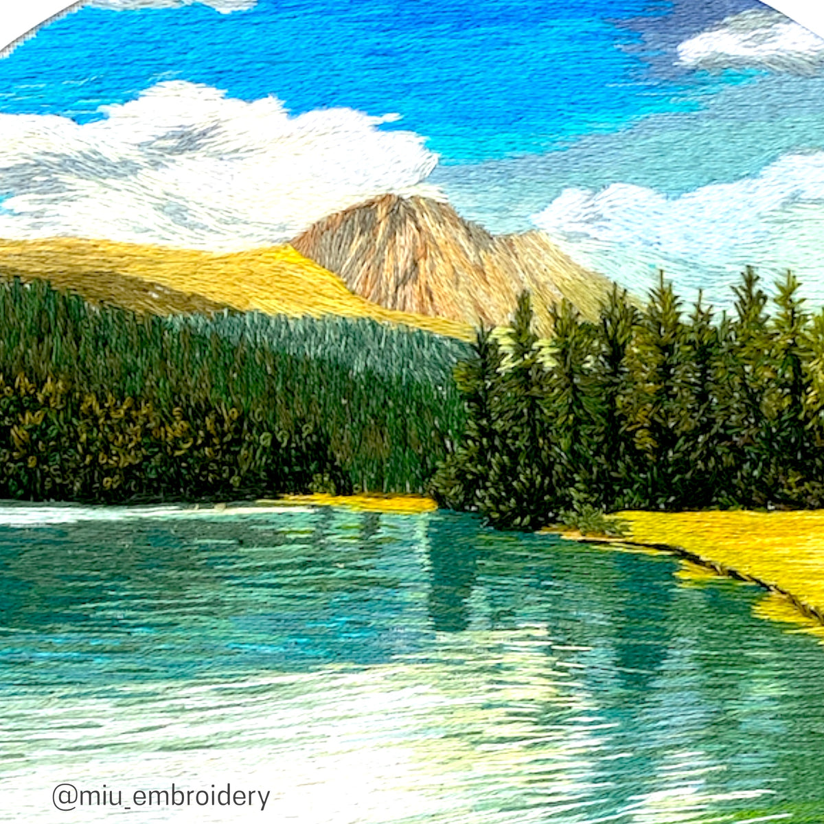 Original Thread Painting- Lake Landscape Embroidery 7” (framed ...