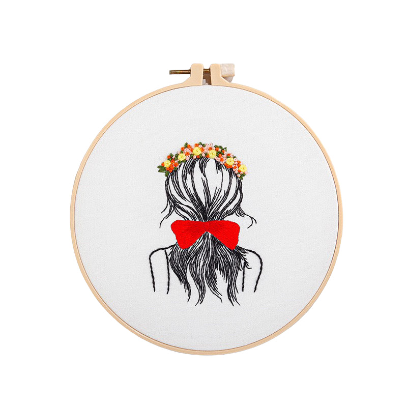 Beginners Girl Drawing Hand Embroidery DIY Kit 20cm – MiuEmbroidery